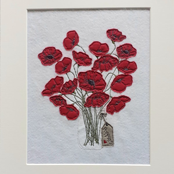 Raw Edge Applique Design 'poppy Love' - Etsy