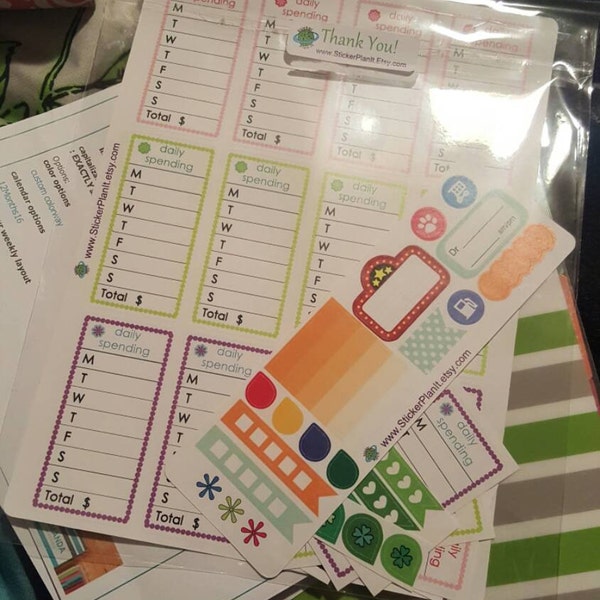 Daily Spending Tracker Planner Stickers: Sheet of 12 - Etsy