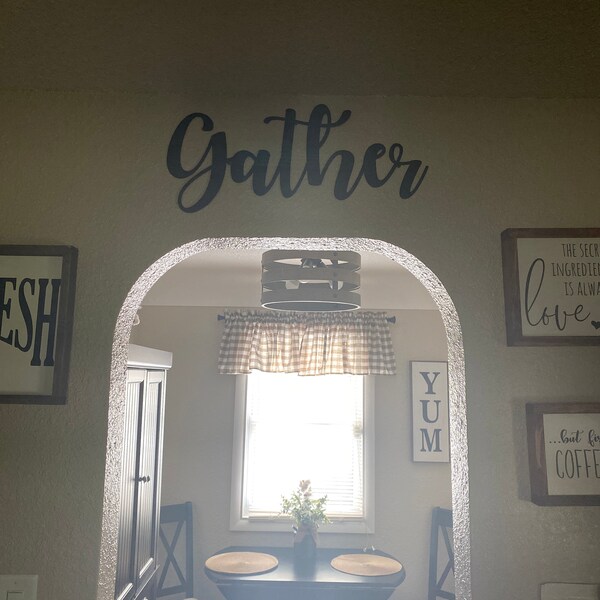 Rustic Gather Word Sign Farmhouse Metal Wall Art for Housewarming ...