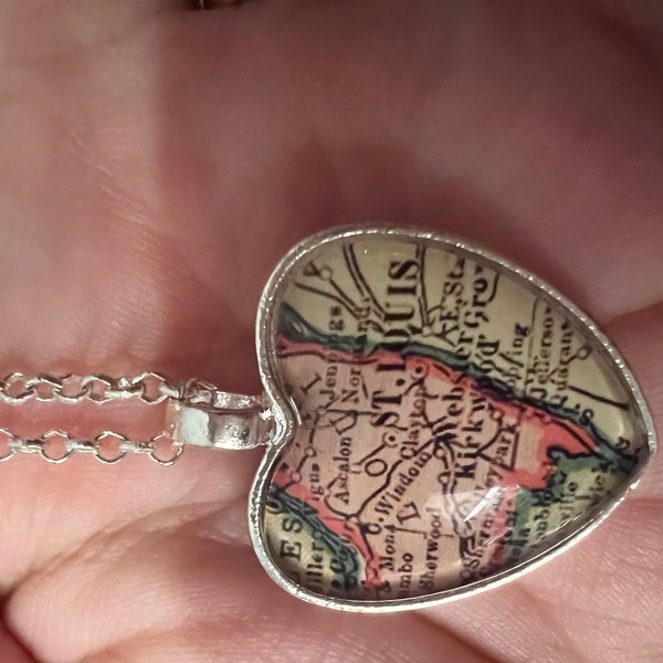 Cleveland Ohio Heart Shape Vintage Map Necklace. Location Gift Pendant ...