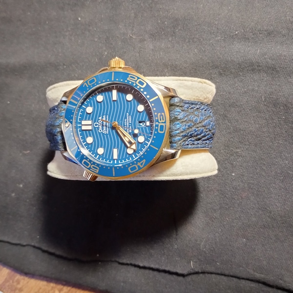Blue Shark Skin Leather Watch Strap: Handmade Custom Band - Etsy