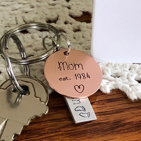 Personalized Mom Keychain. Hand Stamped Mothers Day Gift. Gift From ...