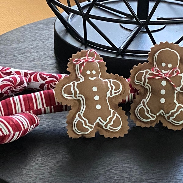 Set of 2 Fabric 3" Tall Mini Gingerbread People/stuffed Boy & Girl ...