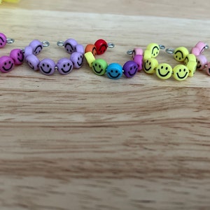 Adjustable Smiley Beaded Rings Stackable Y2K Smiley Face Wire Rings - Etsy