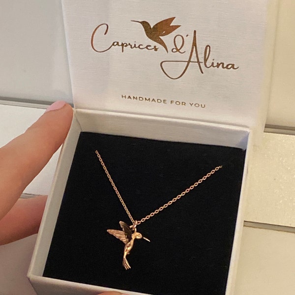 Colibri Sterling Silver 925 or Rose Gold Plated Necklace ~ Hummingbird ...