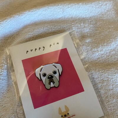 Boxer Enamel Pin White Boxer Dog Enamel Pin Puppy Pin Hard Enamel Pin ...