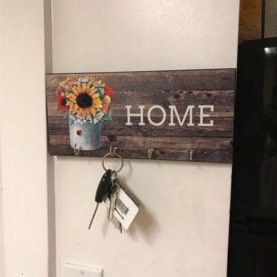 Modern Farmhouse Key Holder for Wall, Personalized Rustic Key Rack ...