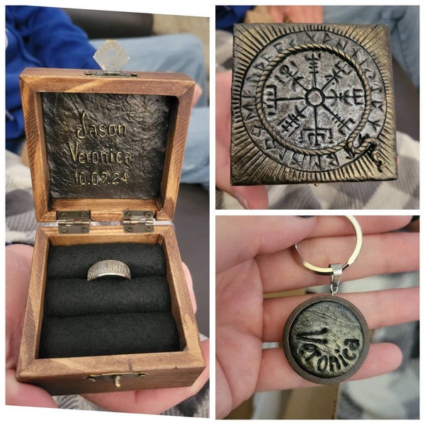 Viking Ring Box With Norse Vegvisir Viking Compass Nordic Jewelry Box ...