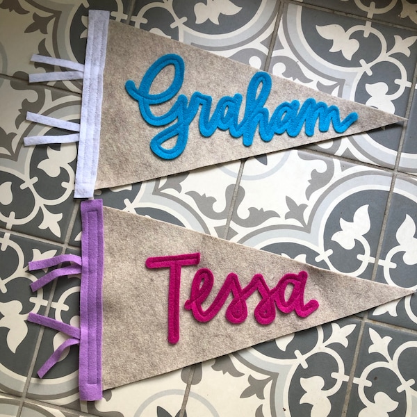 Cursive Name Pennant (beige) | Calligraphy Modern Cursive Script Sign ...