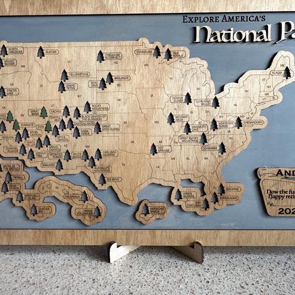 Custom USA National Parks Travel Map | Camper RV Gift | 5th Anniversary ...