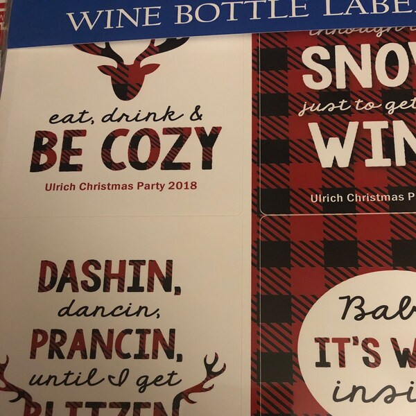 Prancing Plaid - Holiday Wine Bottle Labels for Christmas Parties ...