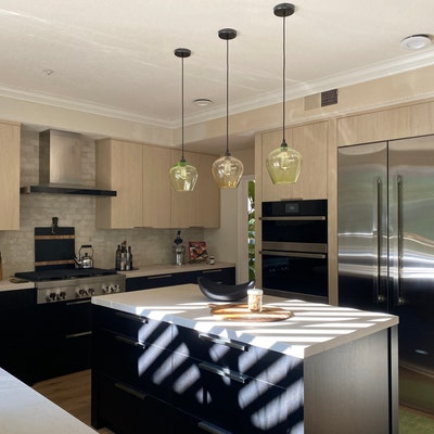 Coloured Glass Pendant Lights. Hand Blown Glass Pendants. Kitchen ...