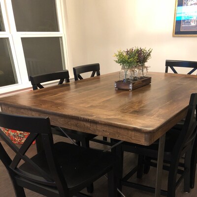 Glayden Slanted Post Legs Table Large Dining Table Modern Wood Dining ...