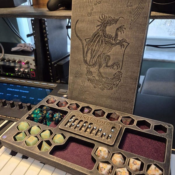 Dnd Box and Tray. Personalized Dice Box With Magnetic Spell Slot ...