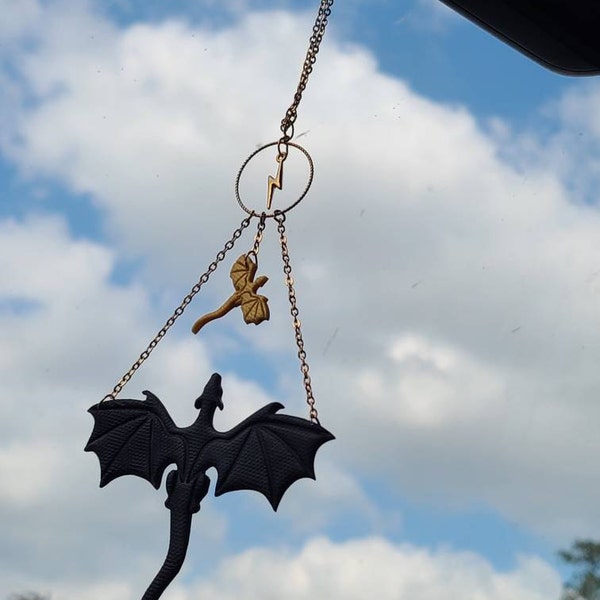 Dragon Car Hanger | Wall Hanger | Dragon Decor | Small Gold Dragon With ...