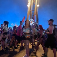 Holographic Rainbow Blue Sequin Tinsel Fringe Cheeky Rave Outfit Music ...