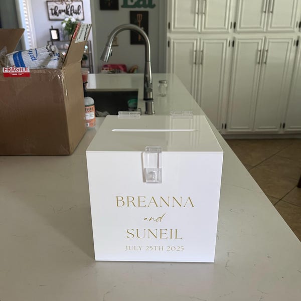 Minimal Personalized Name Card Box Wedding Acrylic Card Box With Lock ...