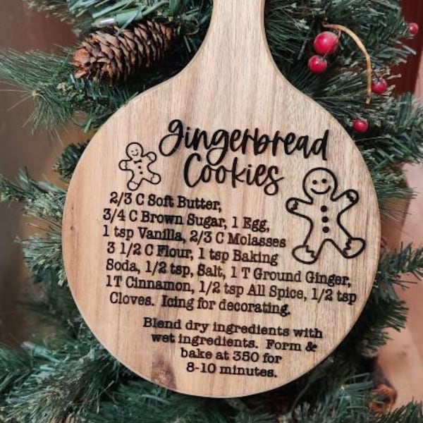 3D Laser Cut Christmas Gingerbread Cookie Recipe on Cutting Board ...