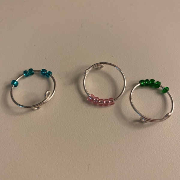 Fidget Ring Set of 3, Adjustable Rings for Women, 5 Beads - Etsy