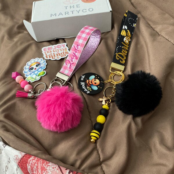 Faux Leather Personalize Name Beautiful Wristlet Keychain, Custom Name ...