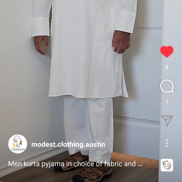 Men Mandarin Collar Shirt Sewing Pattern All Size Grading XS to XXXL in ...