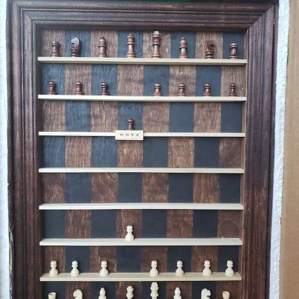 Vertical Chess Set- Large Wall Mounted Wooden Game Board - Conversation ...