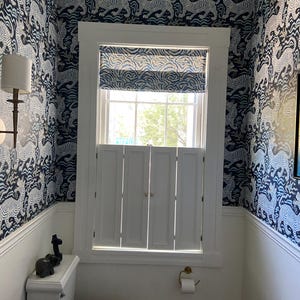 Faux Roman Shade/ Mock Roman Valance/ Fake Roman Shade/ Blue Window ...