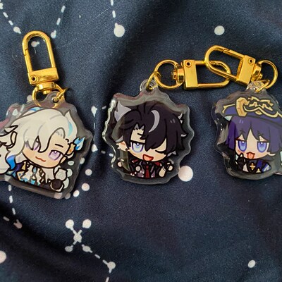 Genshin Impact Emotes Set 2 Keychain Double-sided Acrylic Charm - Etsy