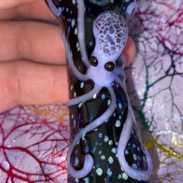 Glass Octopus Pipe - Purple & Black Hand Blown Smoking Pipe - Glass ...
