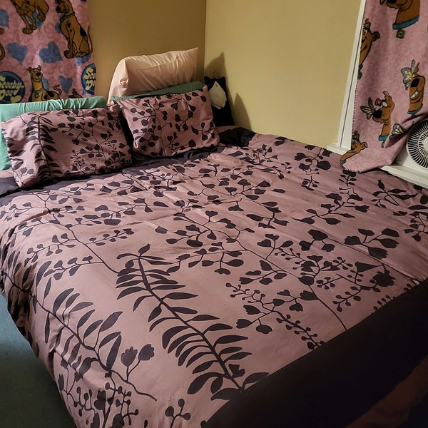 Bella's Bedding (twin, Full, Queen) Twilight Reddish-purple Plant Floral Four-piece Duvet COVER ...