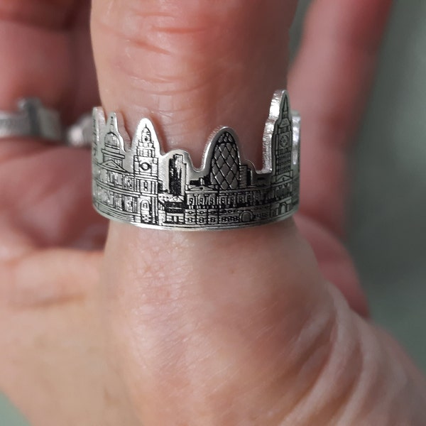 Your City Ring • Any Cityscape Ring • Travel Ring • Custom Silver Ring ...