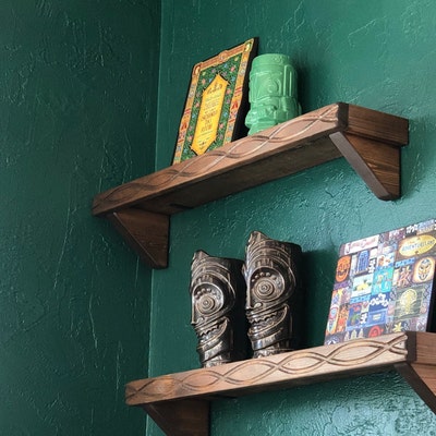 Pair of Witco Style Carved Wood Tiki Mug Shelves - Etsy