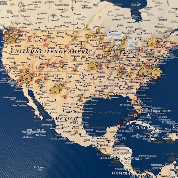 House Map Pins- Set of 10- Gold, Copper, or Silver Finish- MP114- Mark ...