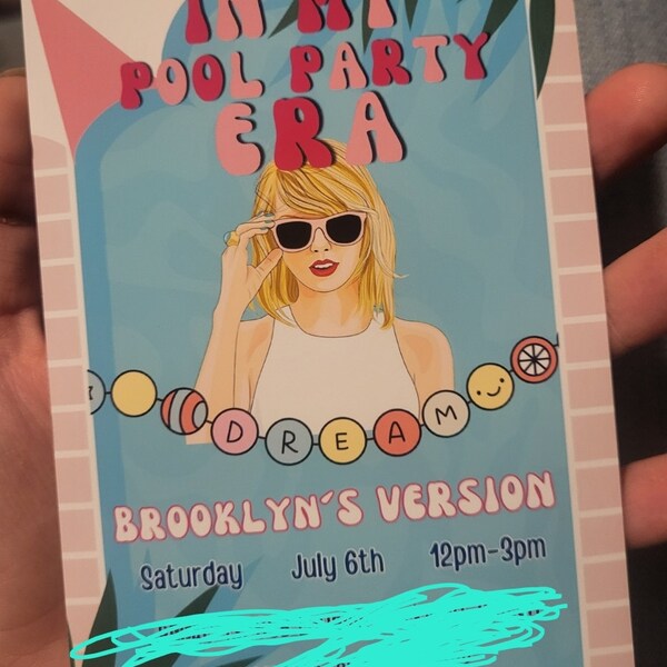 In My Pool Party Era, Birthday Era Invitation,pool Party Evita Taylor ...