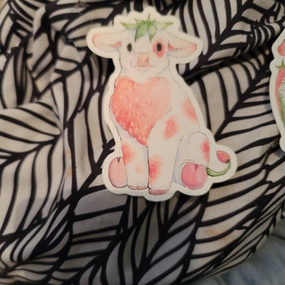Strawberry Cow Sticker - Etsy