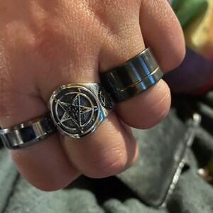 Sigil of Baphomet Inverted Pentagram Ring 925 Sterling Silver Occult Talisman Mystical Sacred ...