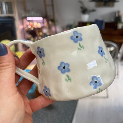 Dainty Flower Mug Handmade Ceramic Hand Painted - Etsy