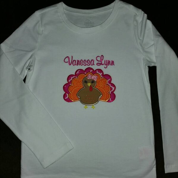 Turkey Girl Princess Diva Monogram Applique Digital Machine Embroidery ...