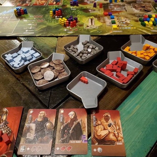 Stackable Board Game Token Trays With Bagging Funnel - Set of Eight (8 ...