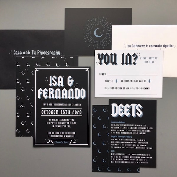 Frankie Rock N Roll Wedding Invitation Set, Cool Disco Wedding ...