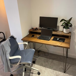 Rustic Computer Desk and Monitor Shelf with INDUSTRIAL LEGS | Etsy