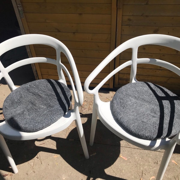 Handmade Wool Chair Pad/ Wool Chair Cushion/ Round Chair Pad/ Felt Seat ...