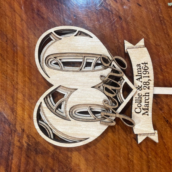 Laser SVG Cut File 40th 50th 60th 65th Anniversary Cake Topper // Happy ...
