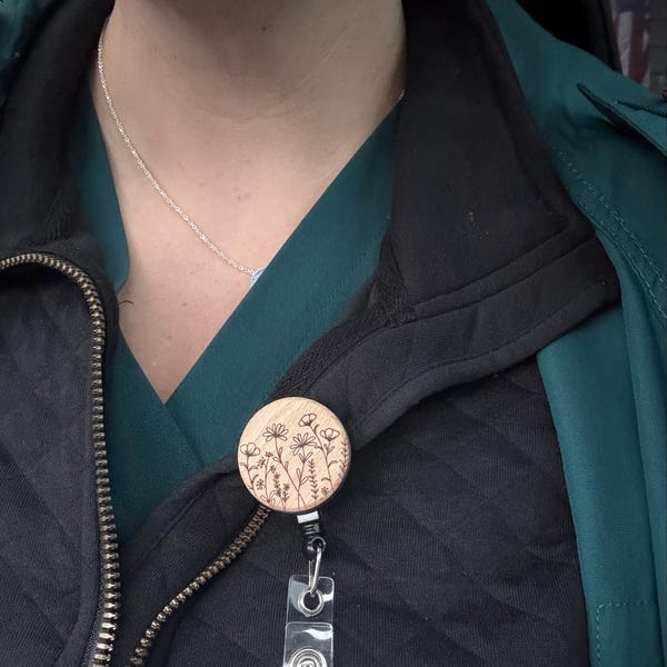 Badge Reels | ALLIGATOR SWIVEL Clasp | ID Retractable Badges | Wood ...