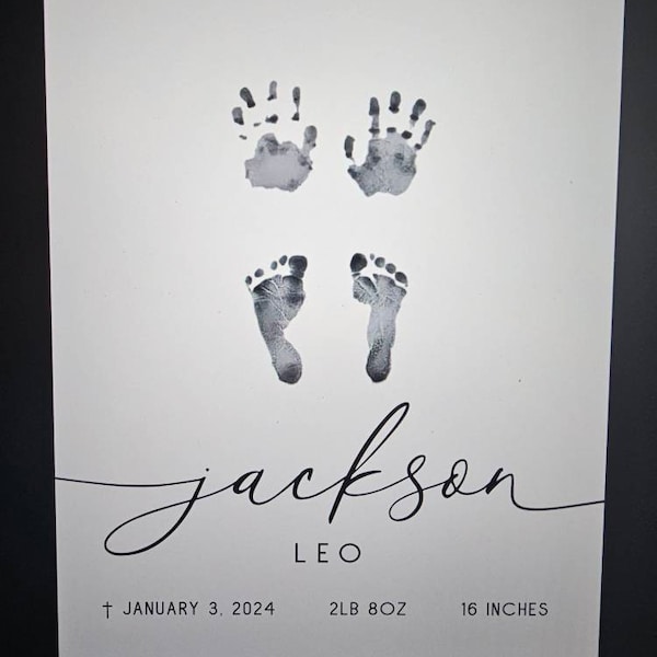 Personalised Birth Print, Newborn Footprint, Baby Footprint Art, Birth ...