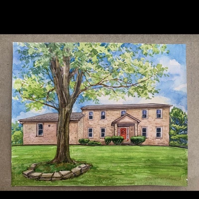 House Warming Gift Custom House Drawing Home Drawn House Portrait Hand ...