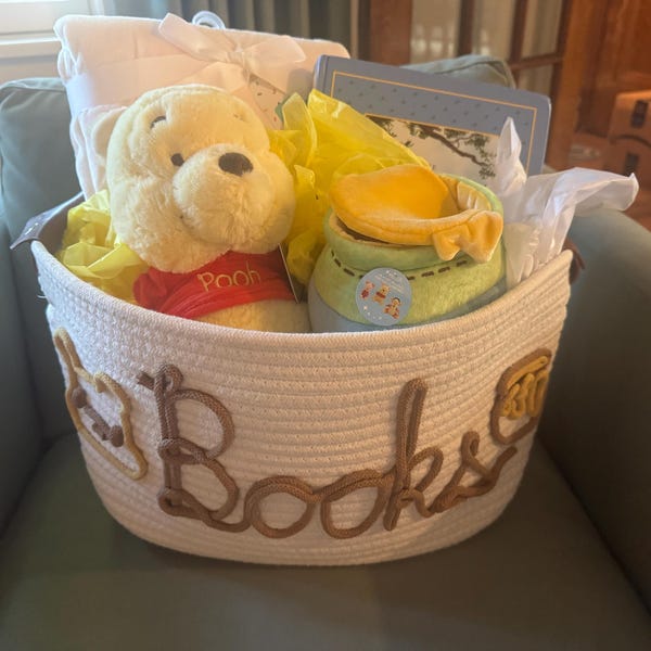 Winnie the Pooh Baby Shower Gift Basket Personalized Name Baby Gift ...