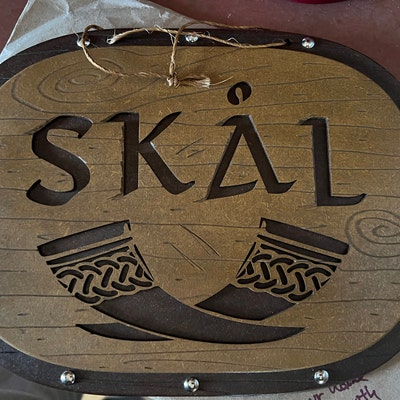Skål Bar Sign, Viking Home Decor, Skal Norse Gift, Drinking Horn Wall ...