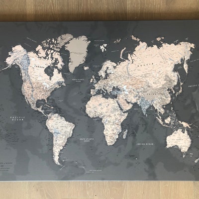 Printable World Map Push Pin World Map Digital File Canvas - Etsy