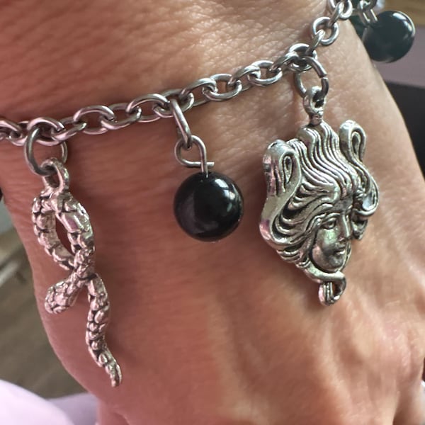 Medusa Charm Bracelet: Greek Mythology Gorgon Jewelry - Etsy